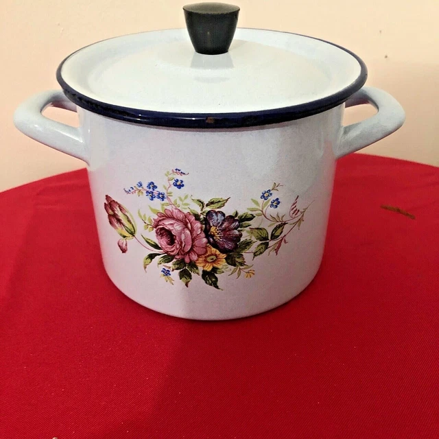 MARMITE VINTAGE ANCIENNE, faitout en acier émaillé avec couvercle NEUVE ...