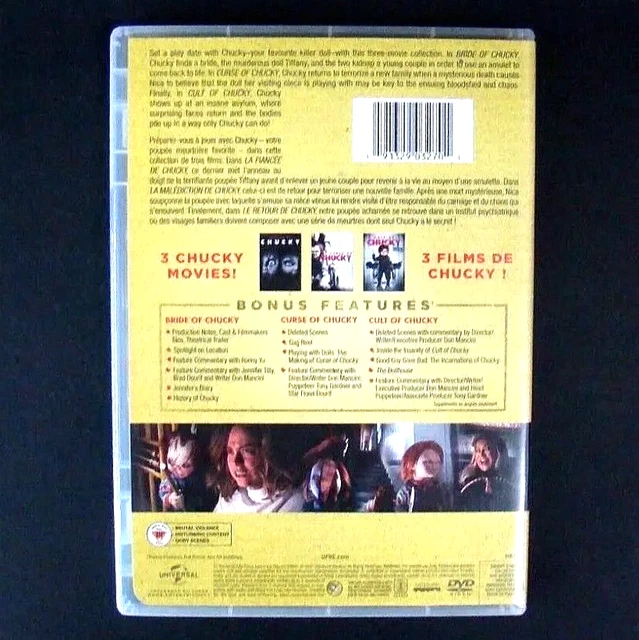 CHUCKY 3-MOVIE COLLECTION DVD 2017 3-Disc Set Child's Play Slasher ...