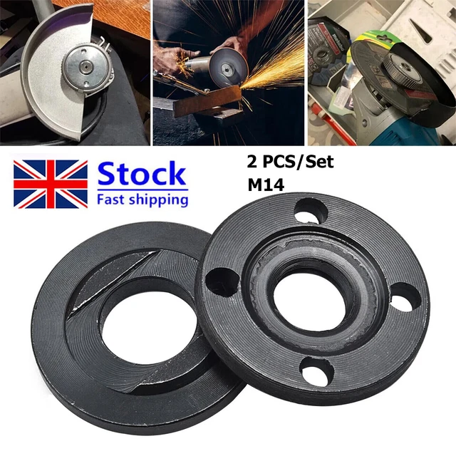 2PCS M14 THREAD Angle Grinder Flange Nut Set Inner & Outer Metal Lock ...