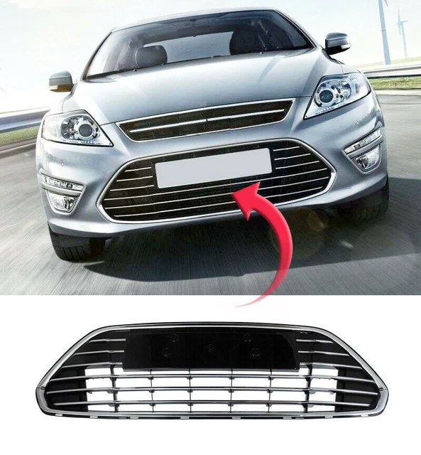 FITS FORD MONDEO 2010-2014 Front Bumper Lower Grille Gloss W/ Chrome ...
