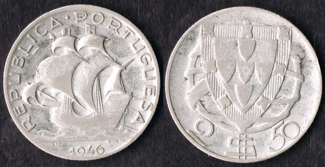 PORTUGAL 2,5 ESCUDOS 1946 Silbermünze EUR 4,00 - PicClick DE