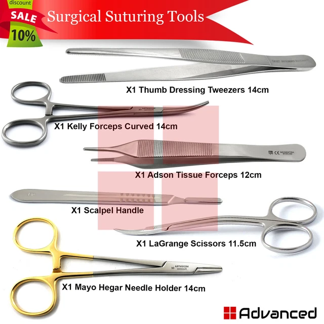 MEDICAL SUTURE PRACTICE Kit Suturing Training Needle Holder Scissors ...