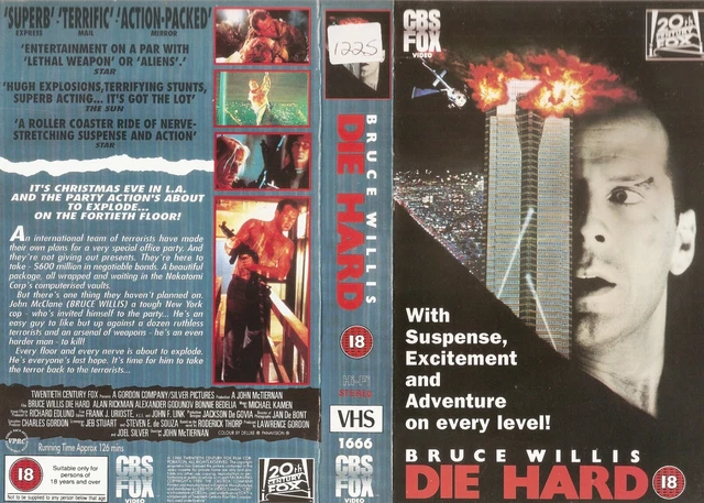 DIE HARD - CBS FOX Large Box VHS Video Sleeve / Cover Only EUR 17,77 ...