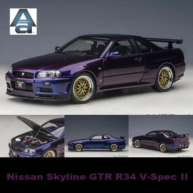 AUTOART NISSAN SKYLINE R34 GTR V-Spec II 1/18 Bianco EUR 308,18 - PicClick IT