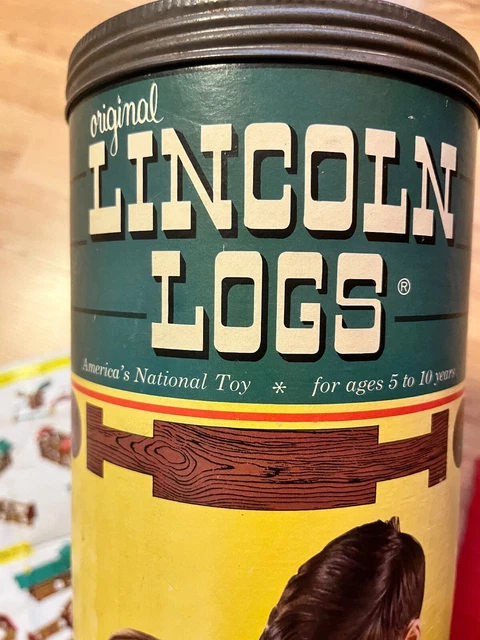VINTAGE ORIGINAL LINCOLN Logs Set “2C”: Tube, Complete 91 pcs ...