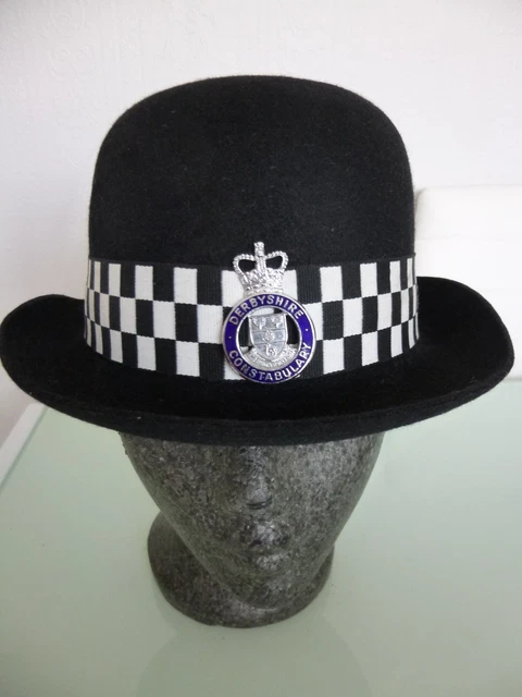 GENUINE DERBYSHIRE POLICE Woman Officers Bowler type Hat with Badge ...