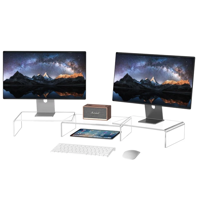 ACRYLIC MONITOR STAND Riser,Dual Monitor Stand with Adjustable Length ...