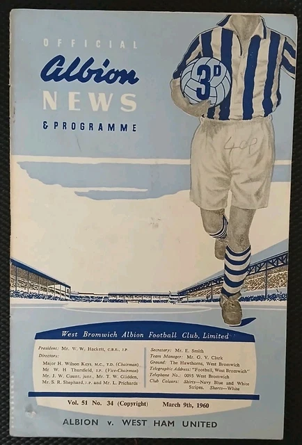 WEST HAM UNITED Away Programme v WBA 09-03-1960. £1.38 - PicClick UK