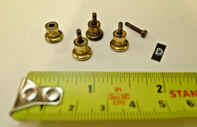 D) BRASS CARRIAGE or Mantle CLOCK - FOUR BRASS FEET - with mounting ...