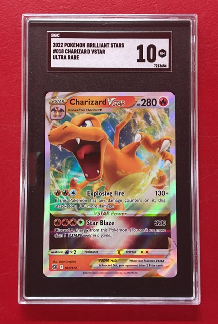 SGC 10 2022 Pokemon TCG Brilliant Stars Charizard VSTAR Ultra Rare #018 ...