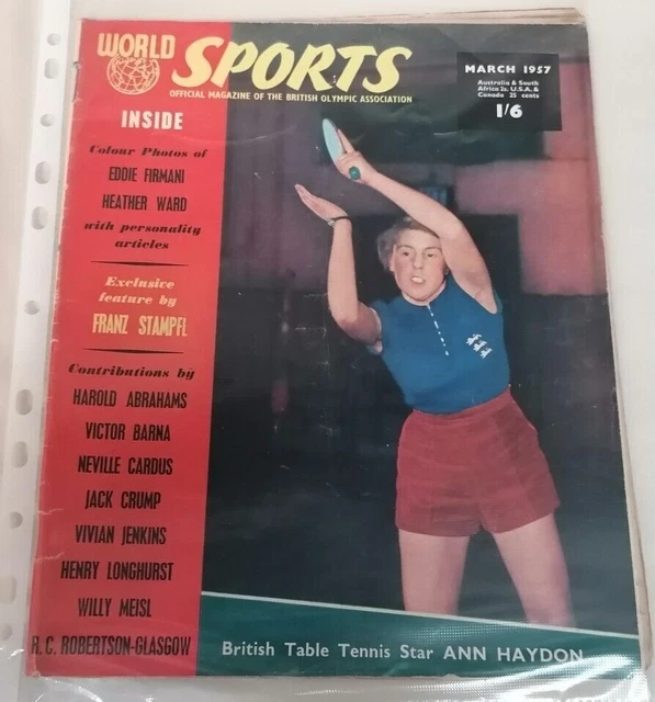 RIVISTA - WORLD Sports Magazine marzo 1957 ping pong britannico Ann ...