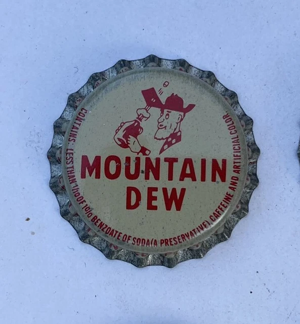 MOUNTAIN DEW PEPSI cola SODA crown bottle cap top cork acl cone FLAT ...
