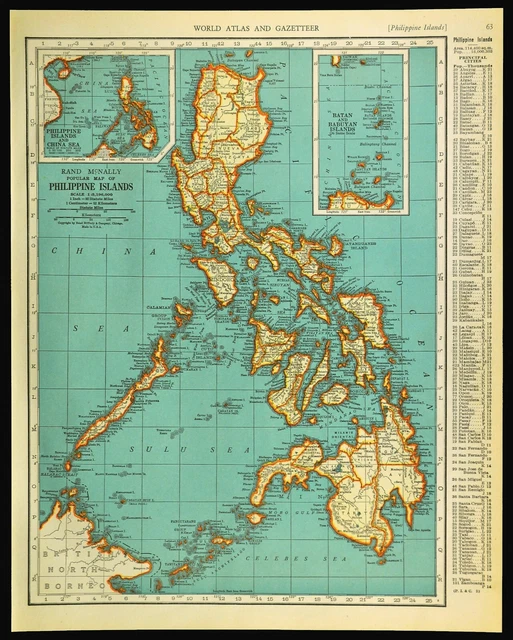 VINTAGE PHILIPPINES MAP of the Philippine Islands Wall Art Old Original ...