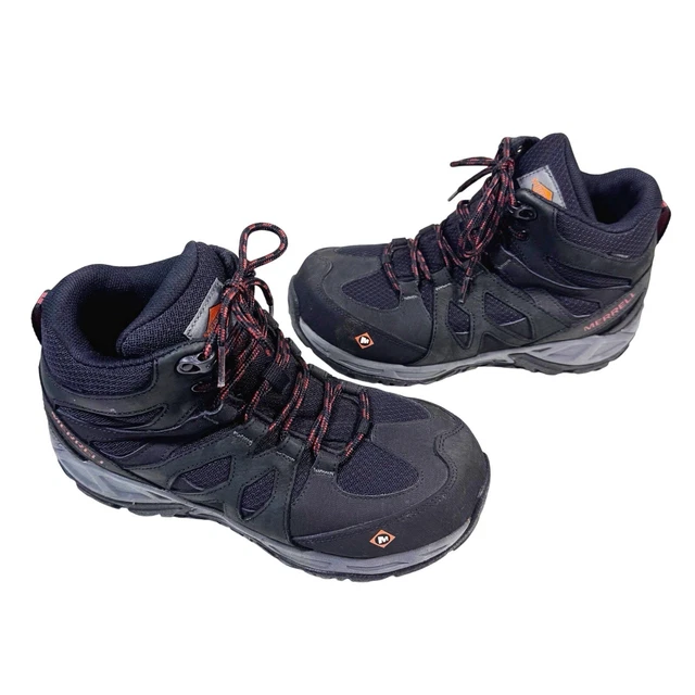 MERRELL WORK BOOTS Fullbench Speed Mid CF Safety Toe Mens 8 Waterproof ...