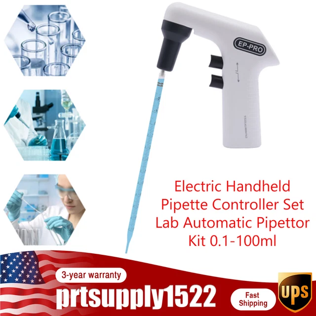 ELECTRIC HANDHELD PIPETTE Controller Set Lab Automatic Pipettor Kit 0.1 ...