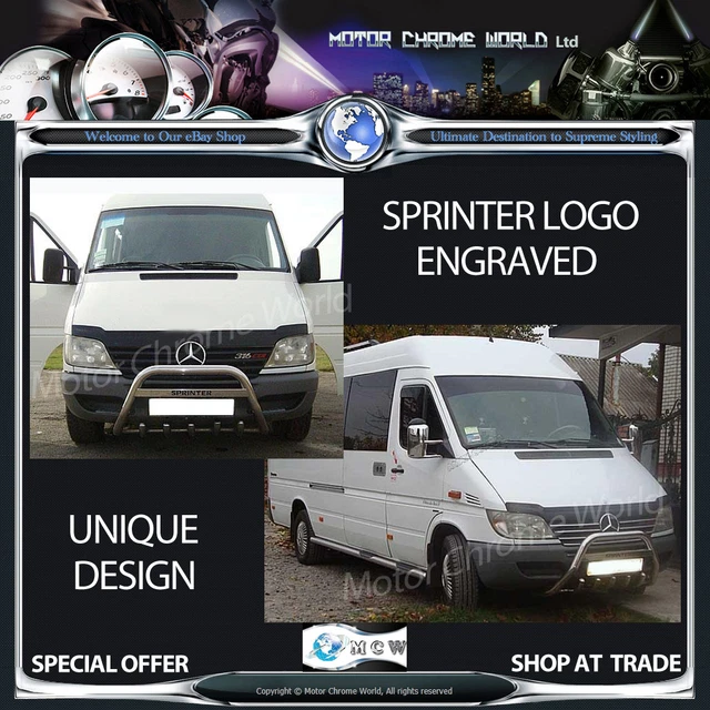 FITS TO MERCEDES-BENZ Sprinter Bull Bar Chrome Axle Nudge Logo Bar 2000 ...