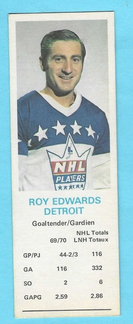 1970-71 DAD'S COOKIES Roy Edwards Detroit Red Wings ! COMME NEUF ! *LOT ...