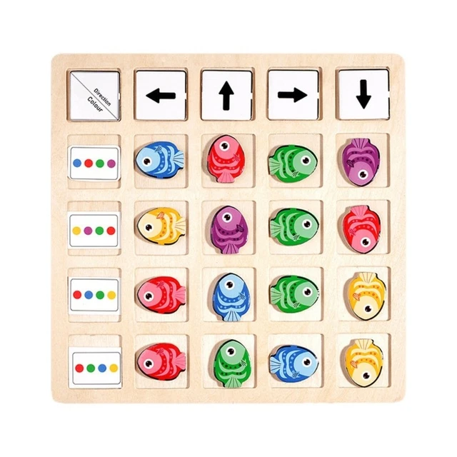 WOODEN LOGICAL TRAINING Toy For Toddlers Color Direction Skill Building ...