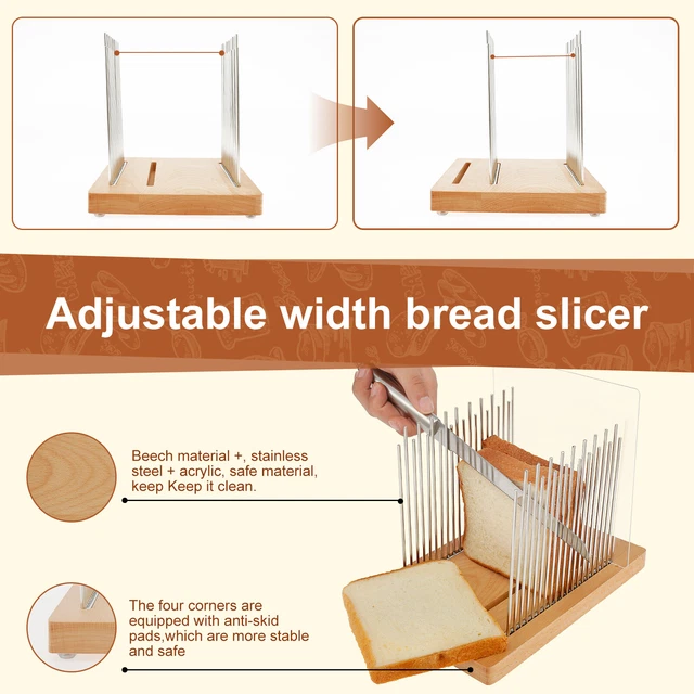 BREAD CUTTING GUIDE Homemade Bread Slicer With 3 Slots Adjustable Width ...