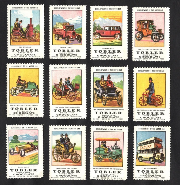 HISTORY OF THE Motor Car Rare Tobler Poster Stamp Card Set 1922 Vintage ...