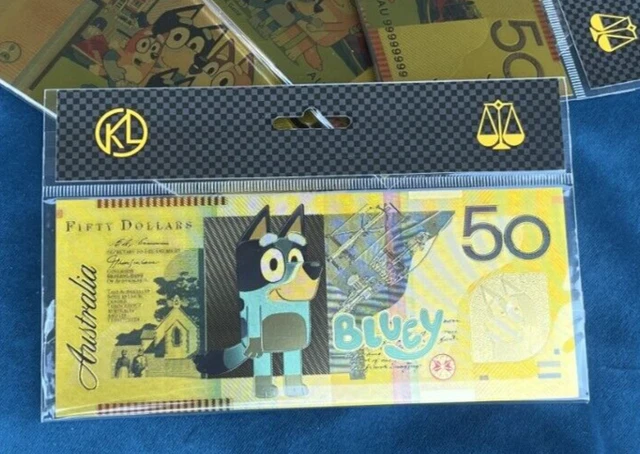 BLUEY COLLECTABLE 50 Dollar Bucks Banknote 24k Gold Foil $7.20 ...