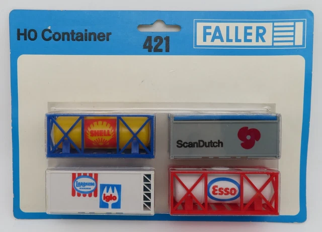 OLD FALLER HO 1/87 4 Container 70 MM Shell +Scandutch + Iglo + Esso ...