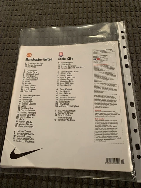 MAN UTD PROGRAMME Vs Stoke 4/1/11 £2.24 - PicClick UK