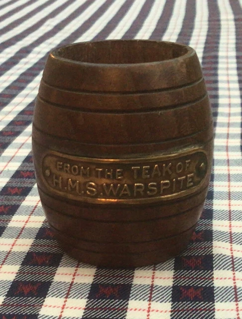 ROYAL NAVY GRAND Fleet Battleship Teak Barrel H.M.S. Warspite Maritime ...