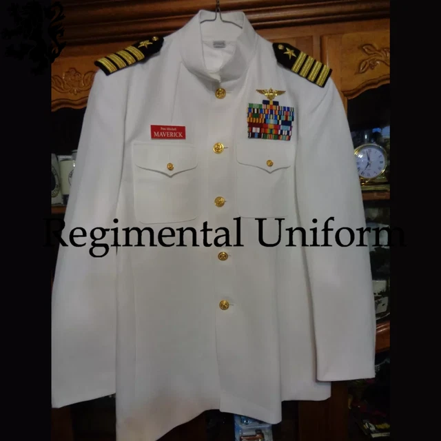 MIDSHIPMAN JACKET NAVY Officer Service Tunic U.S Military Cadet White ...