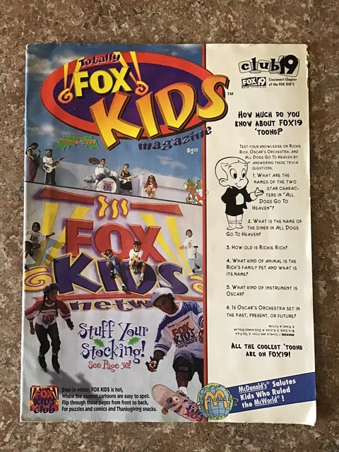 TOTALLY FOX KIDS Magazine Winter 1996 - Missing Cards £7.39 - PicClick UK
