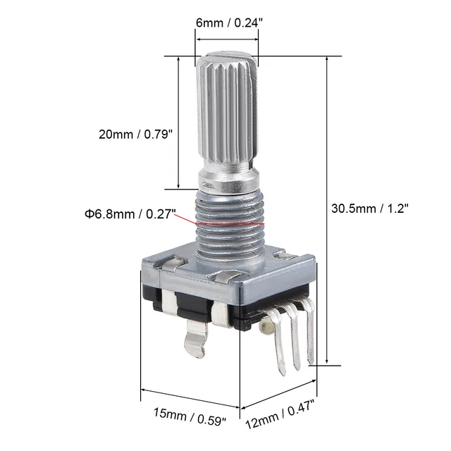 360 DEGREE ROTARY Encoder Code Switch Potentiometer 5 Pins 20mm 5pcs ...