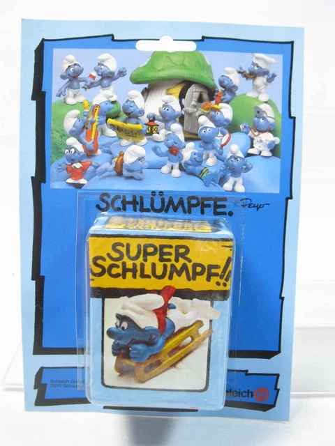 SUPER SCHLUMPF RENNRODLER auf Blisterkarte Schleich # 40201 smurf ...