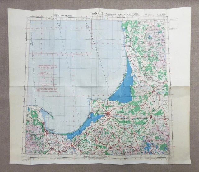 WW2 WAR OFFICE/ RAF AVIATION MAP, 1942 - DANZIG (Poland) & EAST PRUSSIA ...