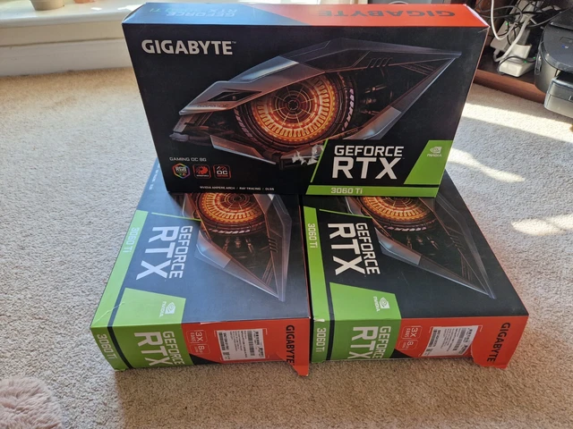 EMPTY BOX, GIGABYTE GeForce RTX 3060Ti, 3x Fans, 8gb, No GPU Inside £13 ...