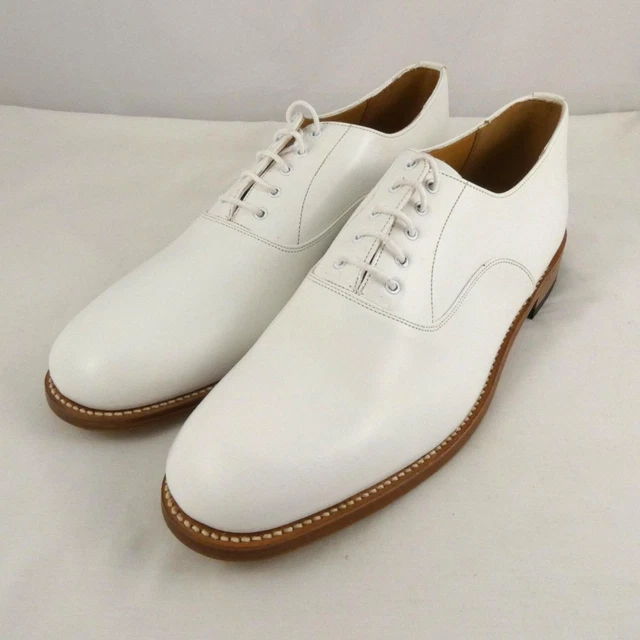 BRITISH ROYAL NAVY Parade Shoes White Leather Naval Dress Uniform Size ...