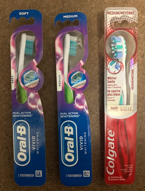 ORAL-B VIVID BLANCHIMENT Soft/Med + Colgate 360 Advanced Med 3 x lot de ...