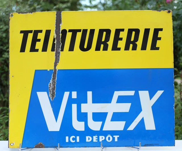 RARE PLAQUE ÉMAILLÉE ancienne double TEINTURERIE VITEX année 50/60 COU24PLA001 EUR 45,00 ...
