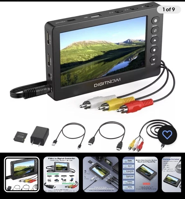 DIGITNOW! VHS TO Digital Converter with 5" OLED Screen, AV & HDMI Video ...