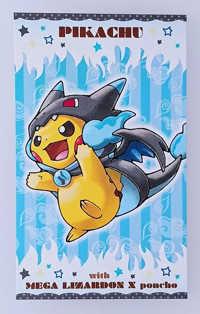 PIKACHU WITH MEGA Charizard X Poncho Pokemon Center Business Card From ...