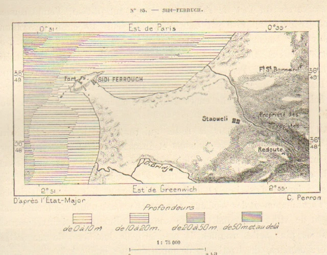 SIDI FREDJ FERRUCH débarquement armée France GRAVURE ANTIQUE OLD PRINT ...