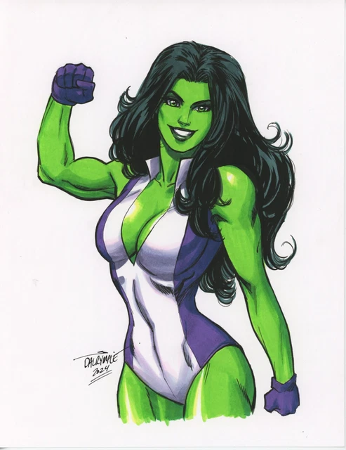 Sexy She Hulk Avengers Fantastic Four Pin Up Original Art Dalrymple 42
