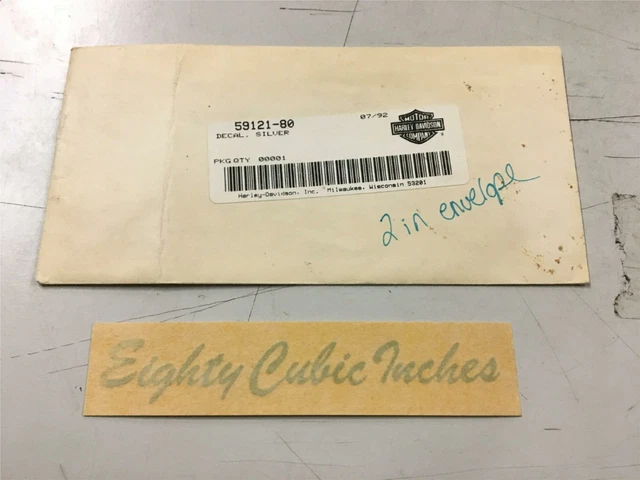 NOS HARLEY-DAVIDSON &EIGHTY Cubic Inches" decal sticker emblem Silver ...