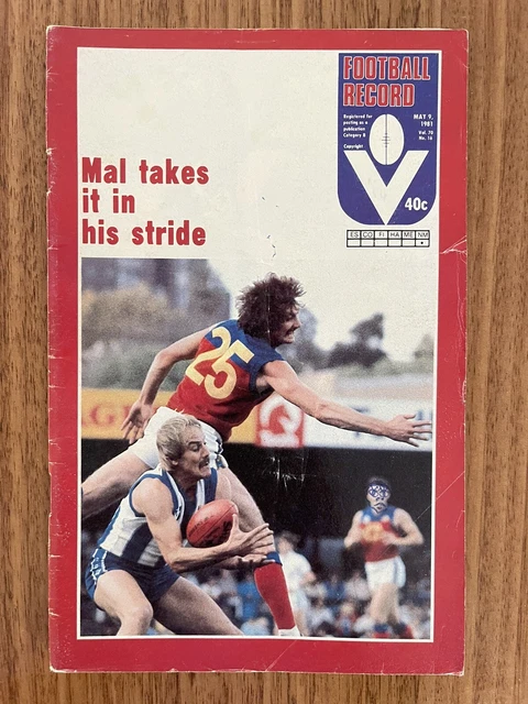 VFL FOOTBALL RECORD - 1981 Rd.7 NORTH MELBOURNE v FOOTSCRAY $5.00 ...