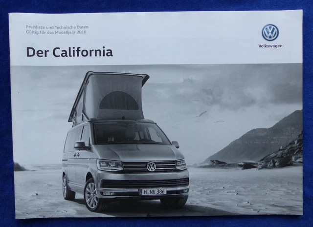 VW BUS T6 California Beach Ocean - Preisliste MJ 2018 Prospekt Brochure ...