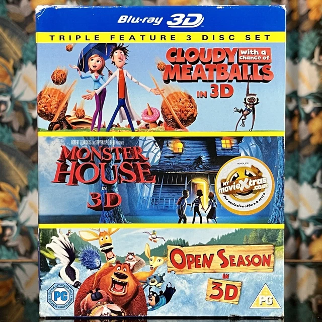 CLOUDY MEATBALLS / MONSTER HOUSE / OPEN SEASON Region ABC 3D Blu-ray 3 ...