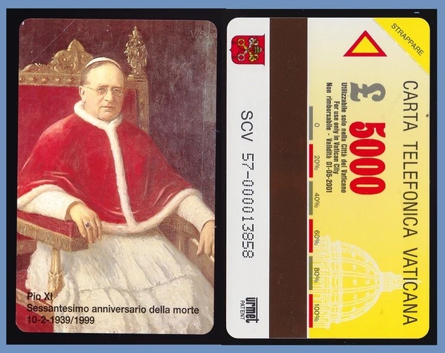 CARTA TELEFONICA VATICANA - 60° Anniversario Morte Papa Pio Xi (1939 ...