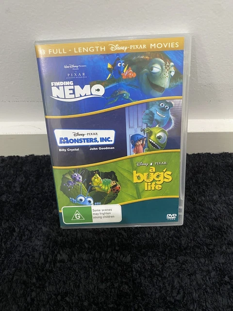 3 DISNEY PIXAR Movies Finding Nemo, Monsters Inc, A Bugs Life DVD FREE ...