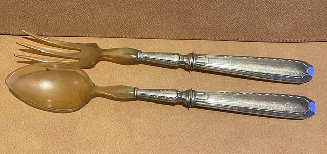 ANCIEN SERVICE COUVERT a salade metal argenté style LXVI epok 1900 ...