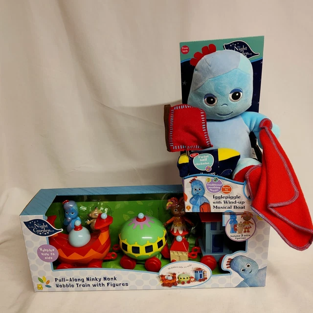 IN THE NIGHT Garden Igglepiggle wind-up musical boat & ninky nonk train ...
