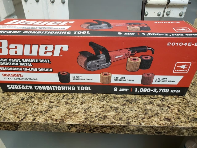 BAUER 9 AMP Surface 4x4" Drum Conditioning Tool Paint Rust Remover ...